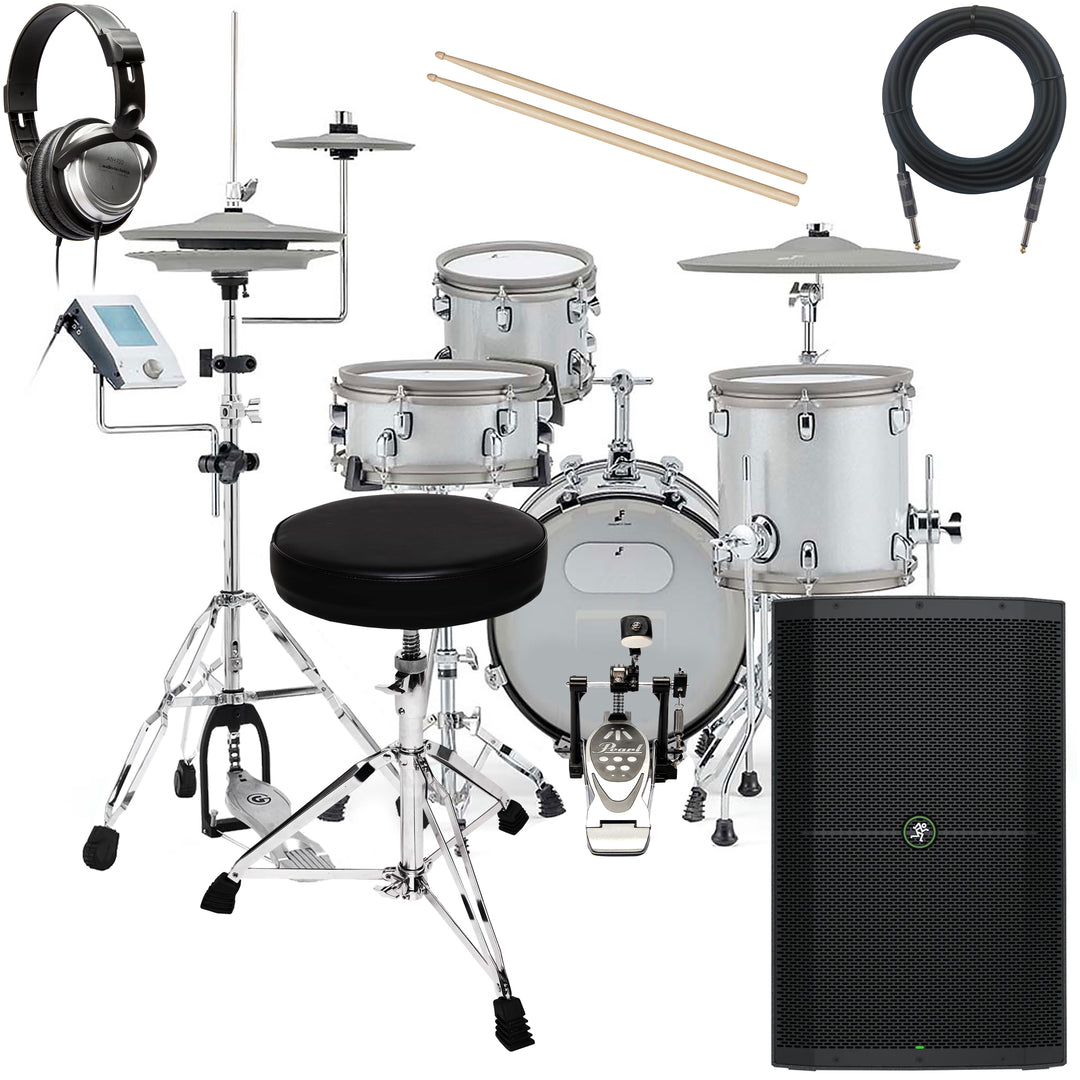 EFNOTE MINI Electronic Drum Set - White Sparkle COMPLETE DRUM BUNDLE ...