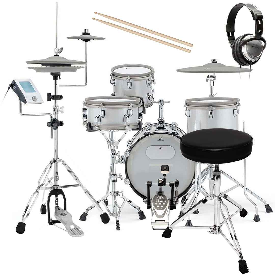 EFNOTE MINI Electronic Drum Set - White Sparkle DRUM ESSENTIALS BUNDLE ...