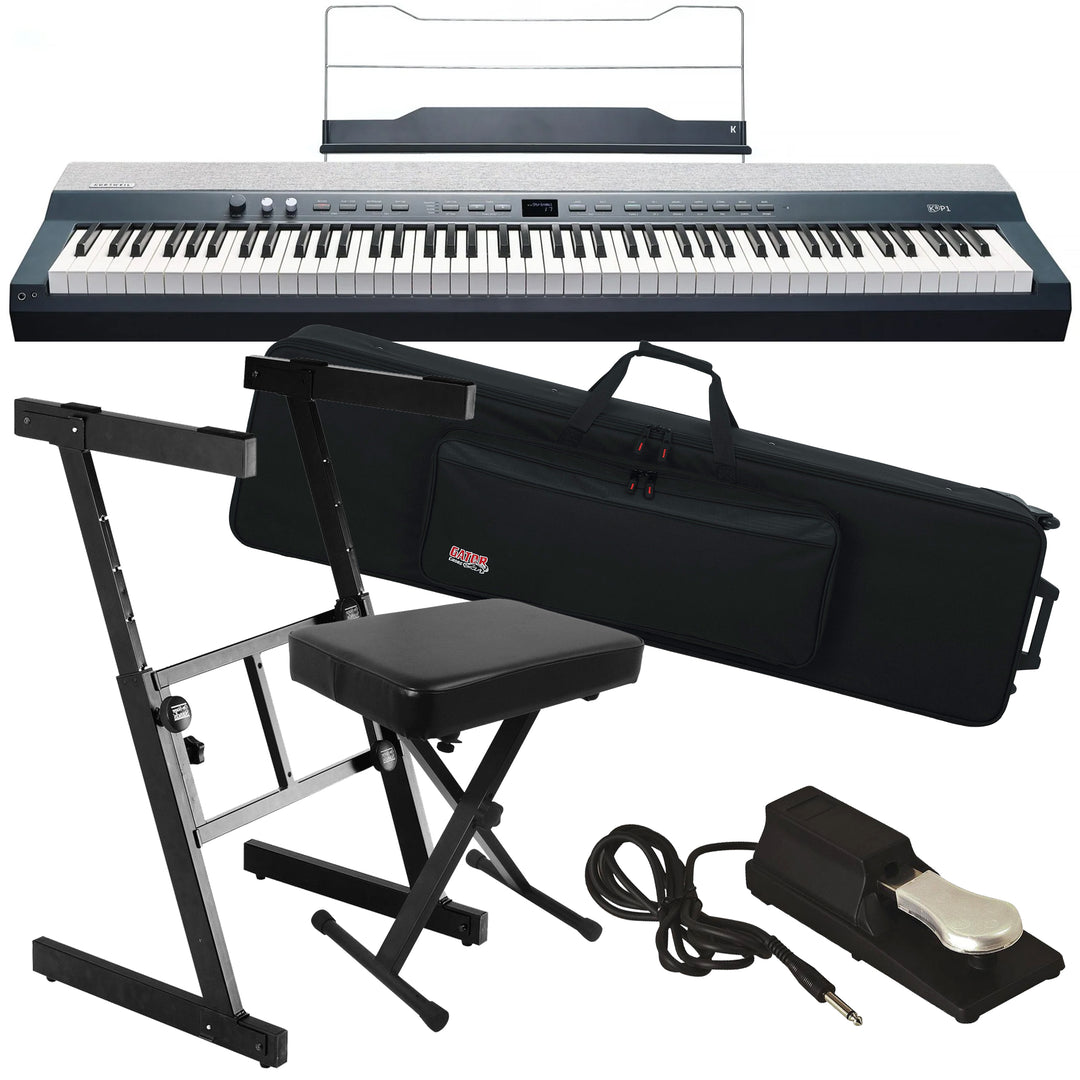 Kurzweil KaP1 Digital Piano - Blue STAGE ESSENTIALS BUNDLE – Kraft Music