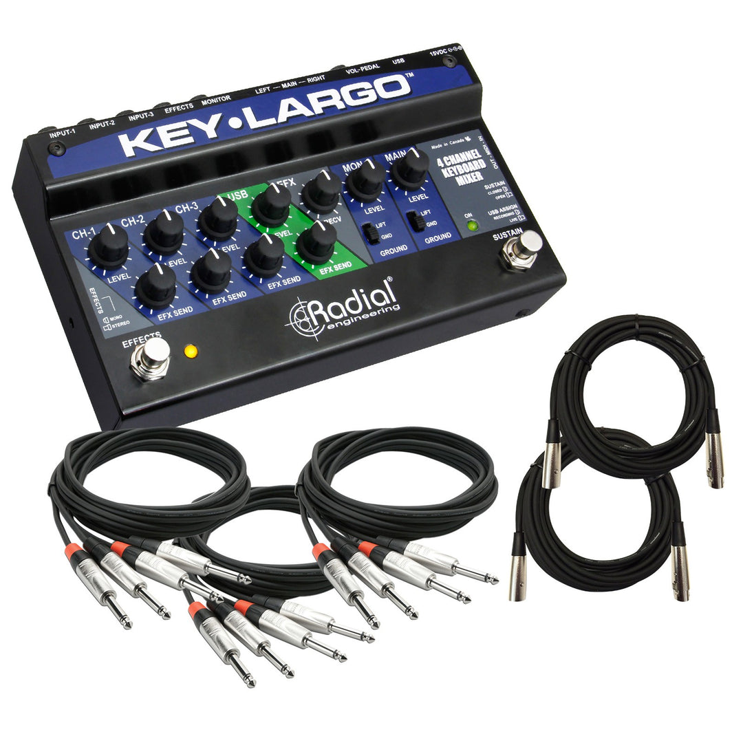 Radial Key-Largo Keyboard Mixer and Performance Pedal BASIC CABLE KIT ...