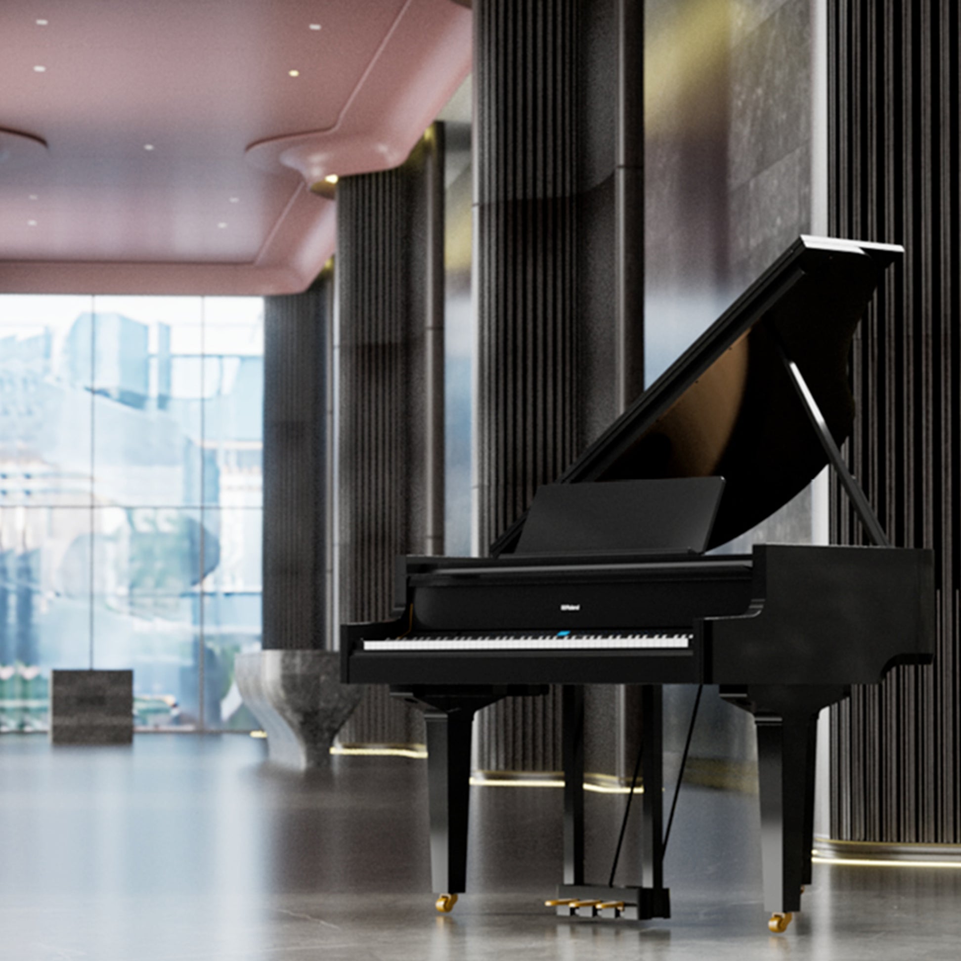 Roland GP-9M Digital Grand Piano with Moving Keys - Polished Ebony ...