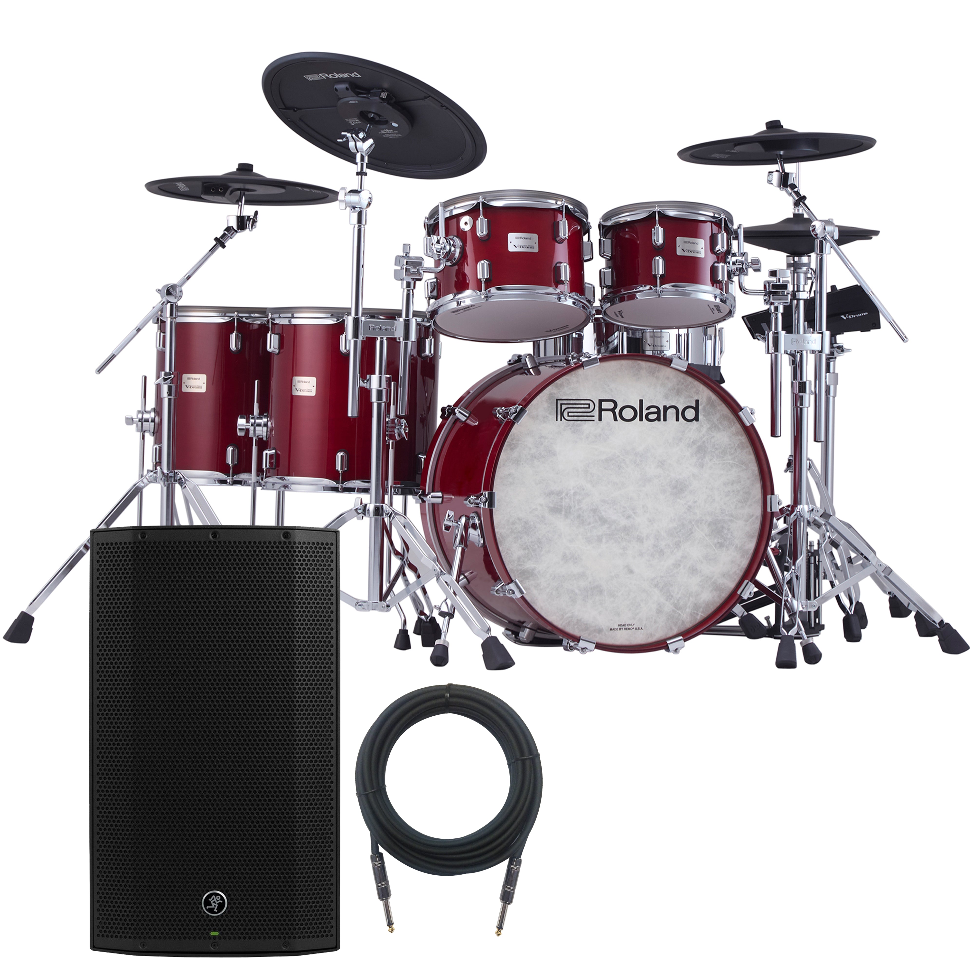 Roland VAD716 V-Drums Electronic Drum Set - Gloss Cherry MONITOR KIT ...