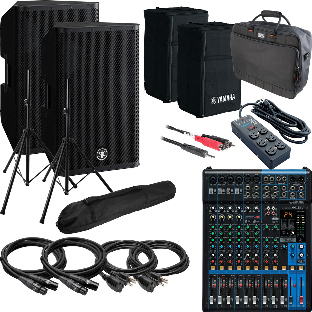 Yamaha DXR12 MKII Powered PA Speaker COMPLETE AUDIO BUNDLE – Kraft Music