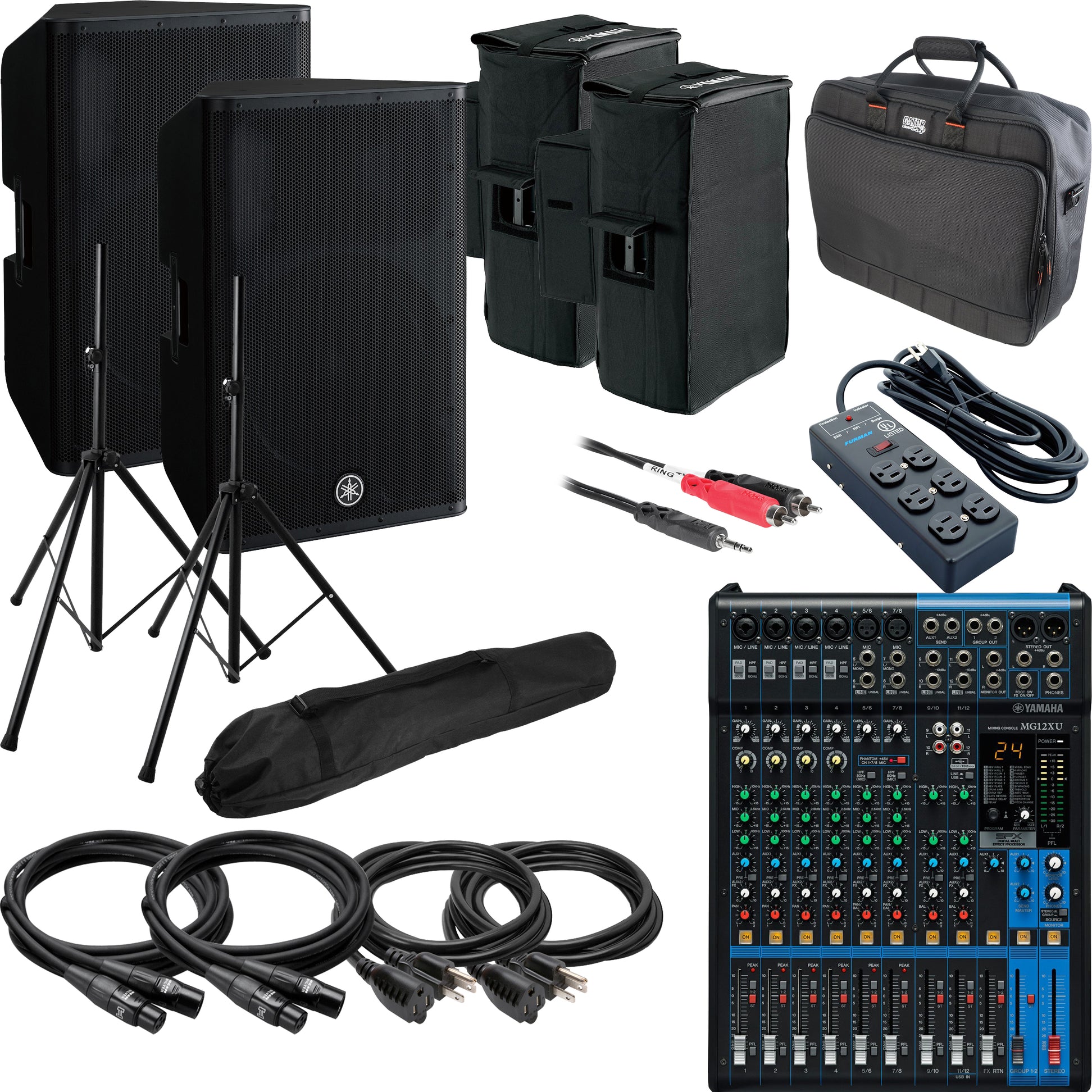 Yamaha DXR15 MKII Powered PA Speaker COMPLETE AUDIO BUNDLE – Kraft Music