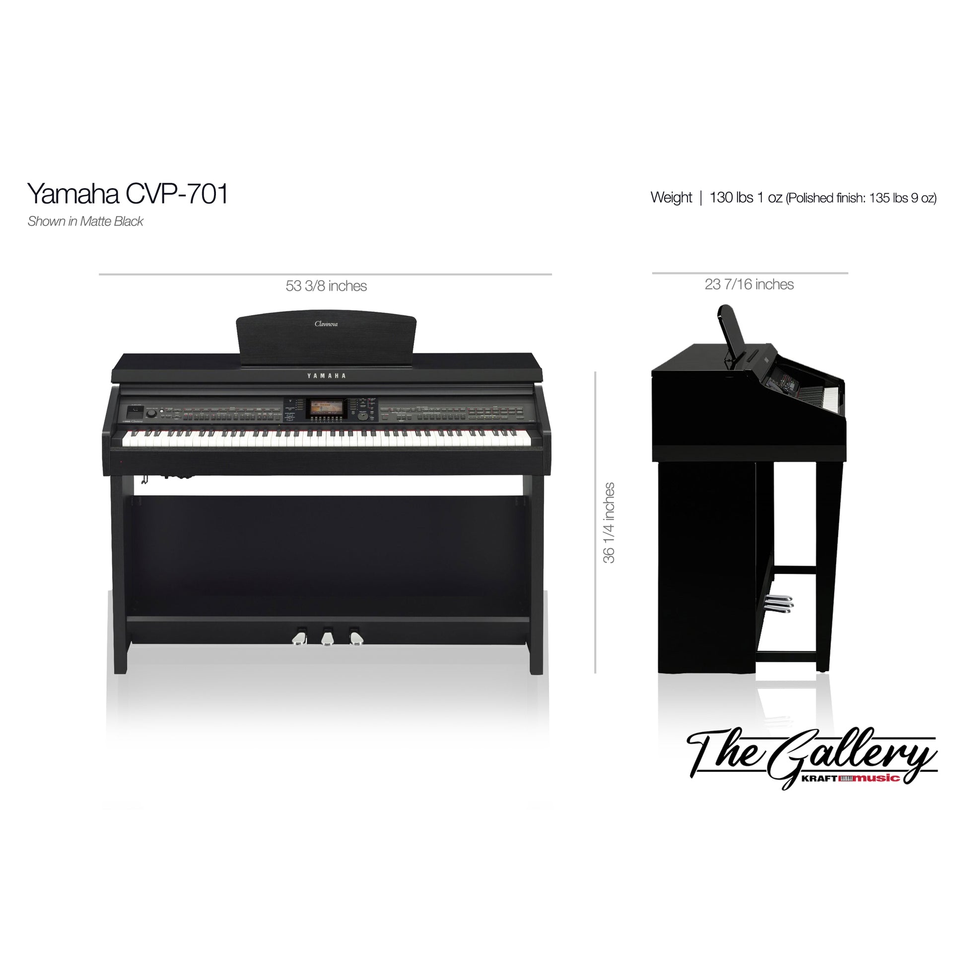 Yamaha Clavinova CVP-701 Digital Piano - Matte Black – Kraft Music