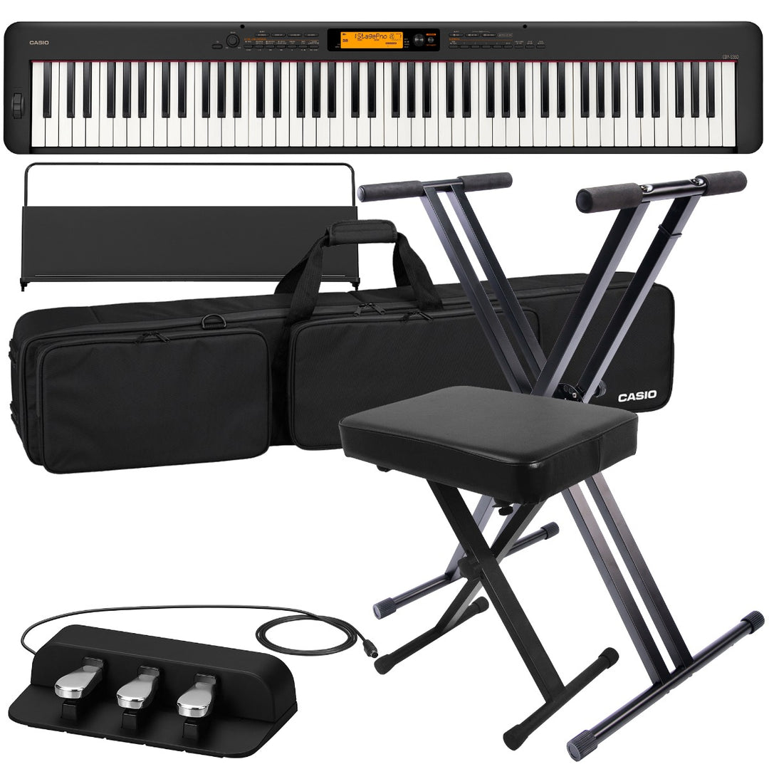 Casio CDP-S360 Compact Digital Piano - Black STAGE ESSENTIALS BUNDLE ...