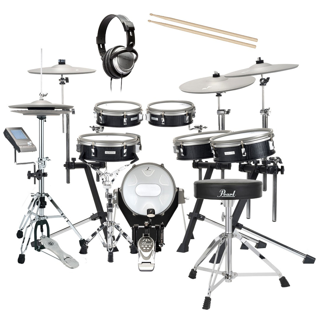 EFNOTE 3X Electronic Drum Set - Black Oak DRUM ESSENTIALS BUNDLE ...