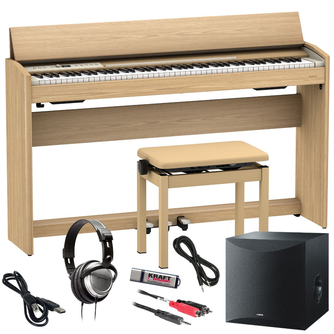 Roland F701 Digital Piano - Light Oak COMPLETE HOME BUNDLE PLUS – Kraft ...