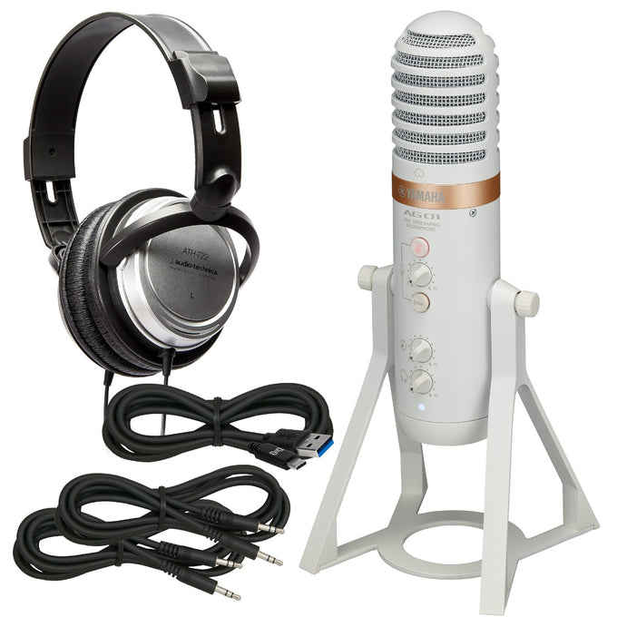 Yamaha AG01 Live Streaming USB Microphone - White BONUS PAK – Kraft Music