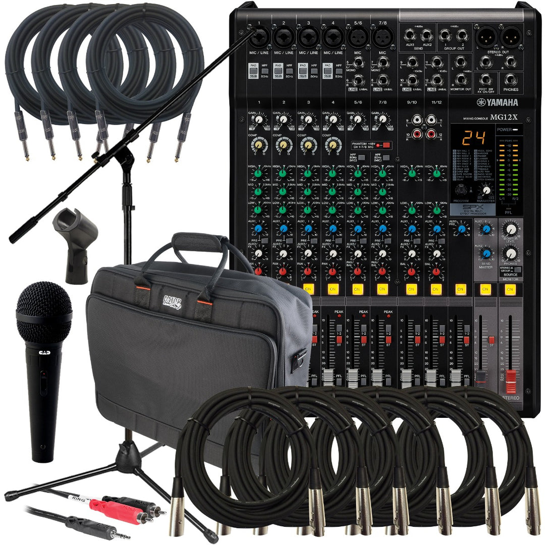 Yamaha MG12X 12-Input Stereo Mixer with Effects PERFORMER PAK – Kraft Music